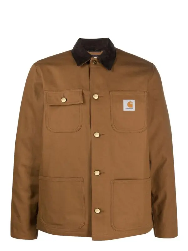 Carhartt Work In Progress Canvas Jacket With Stand Collar - Brown