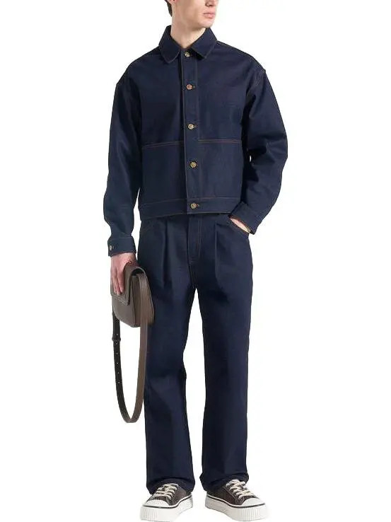 Manière De Voir Damien Denim Jacket With Back Pleat - Indigo