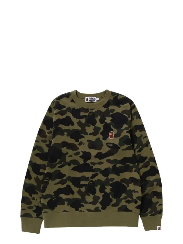 A BATHING APE 1st Camo One Point Crewneck Sweatshirt - Green