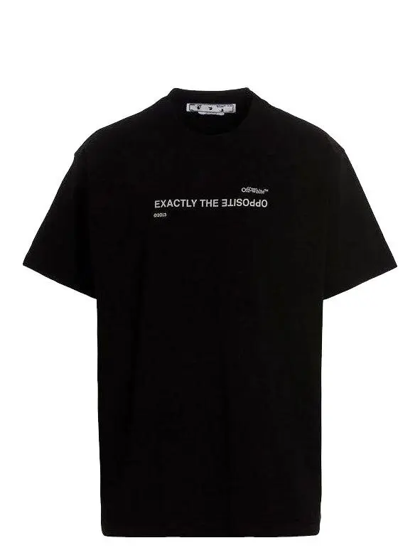 Off-White Balck And Cotton Signature Tee - White