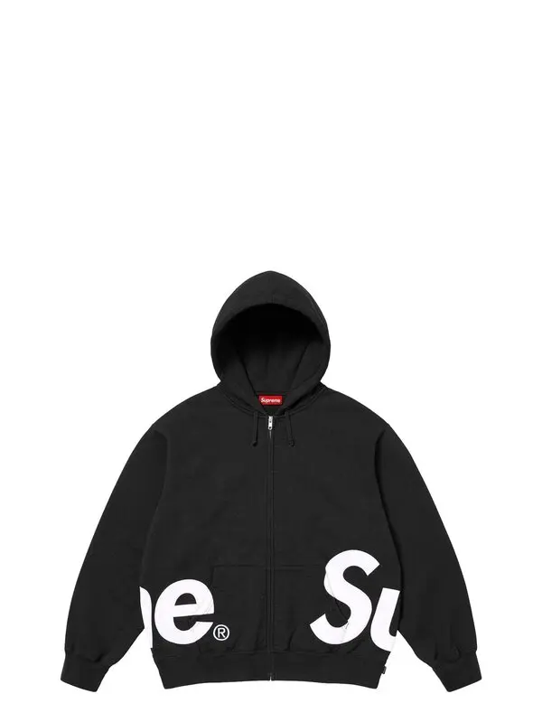 Supreme Big Logo Zip Up Hooded Sweatshirt - Black
