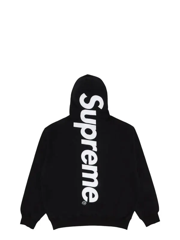 Supreme Satin Appliqué Hooded Sweatshirt - Black