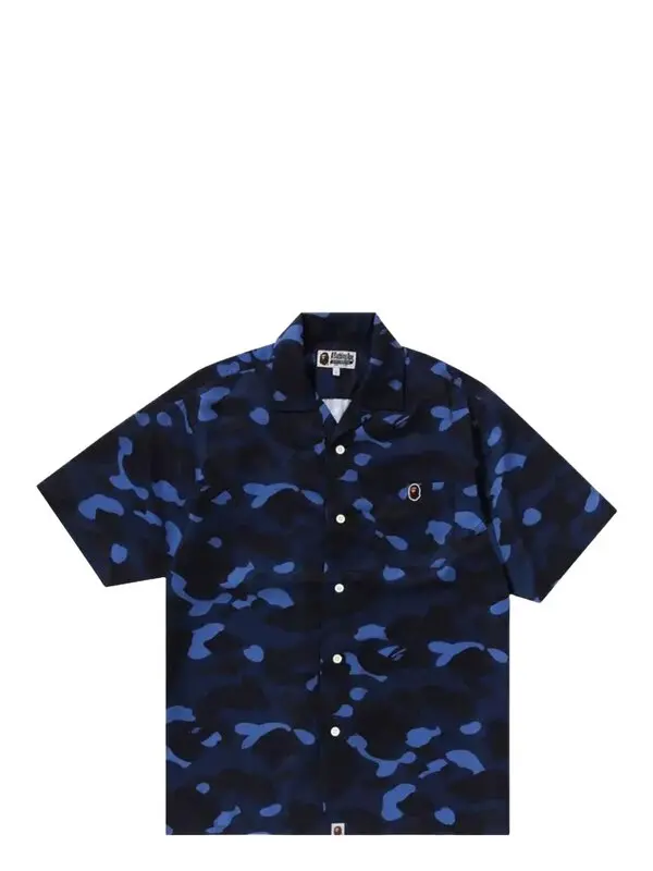 A BATHING APE Color Camo Ape Head One Point Shirt - Navy