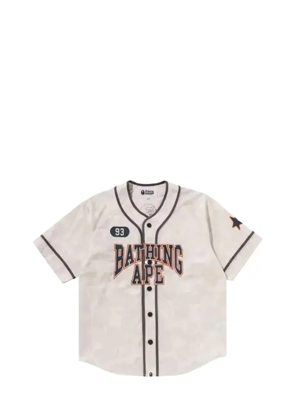 A BATHING APE Camouflage Multi-logo Baseball Shirt - White