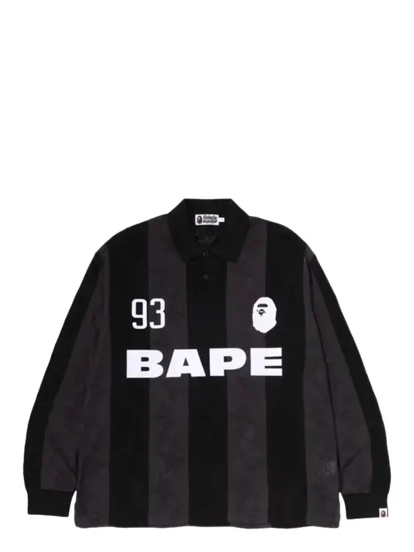 A BATHING APE Stripe Pattern Jacquard Multi Logo T-shirt - Black