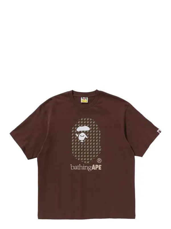A BATHING APE Sta Houndstooth Bathing Ape Relaxed Fit Tee - Brown