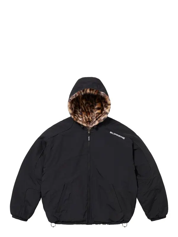 Supreme Faux Fur Reversible Hooded Track Jacket - Black
