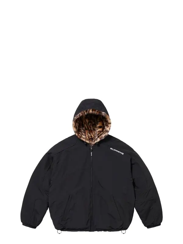 Supreme Faux Fur Reversible Hooded Track Jacket - Black