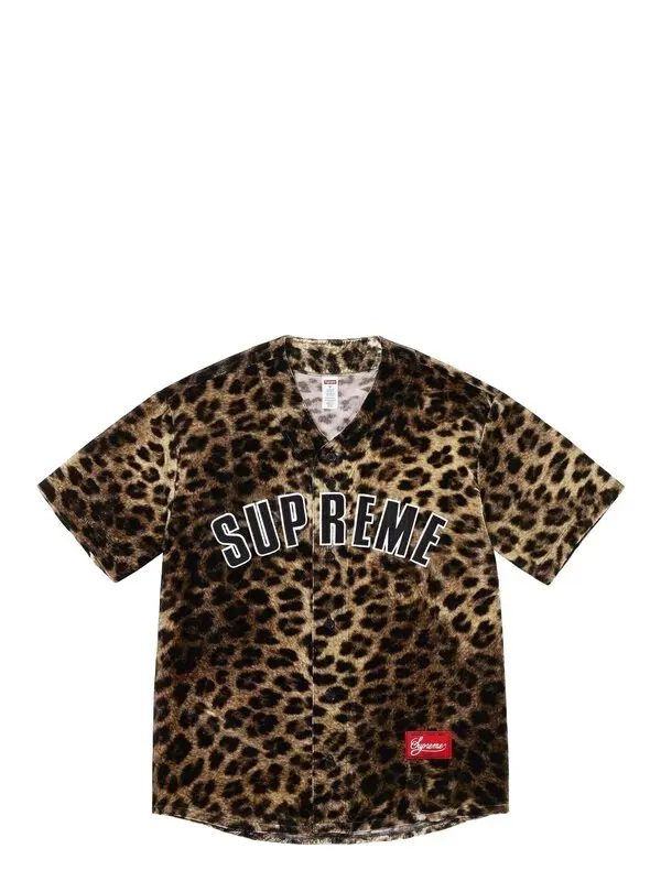 Supreme Velvet Baseball Jersey - Leopard