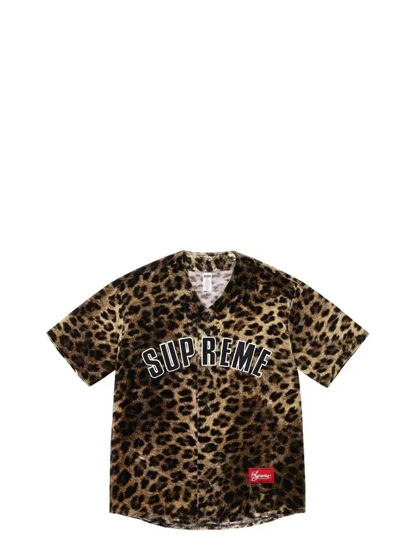 Supreme Print Velvet Baseball Jersey - Leopard