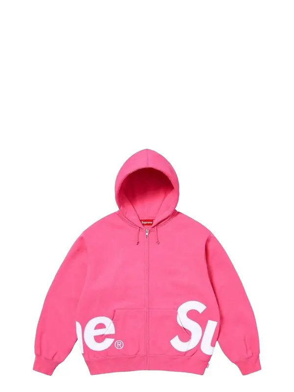 Supreme Big Logo Zip Up Hooded Sweatshirt - Magenta