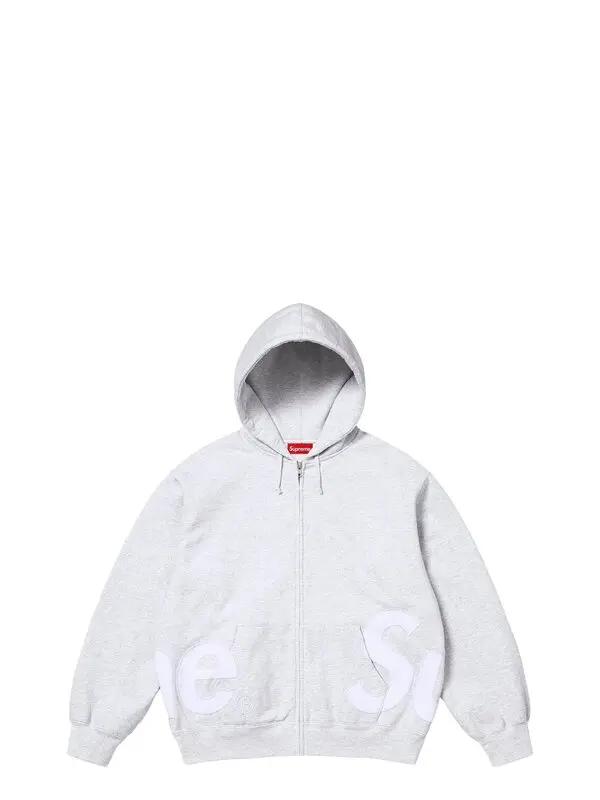Supreme Big Logo Zip Up Hooded Sweatshirt - Ash Grey
