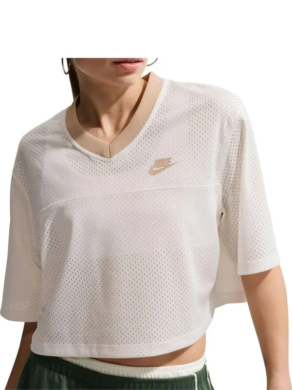 Nike Nsw Heritage Festival Crop Mesh Jersey - Sail/linen