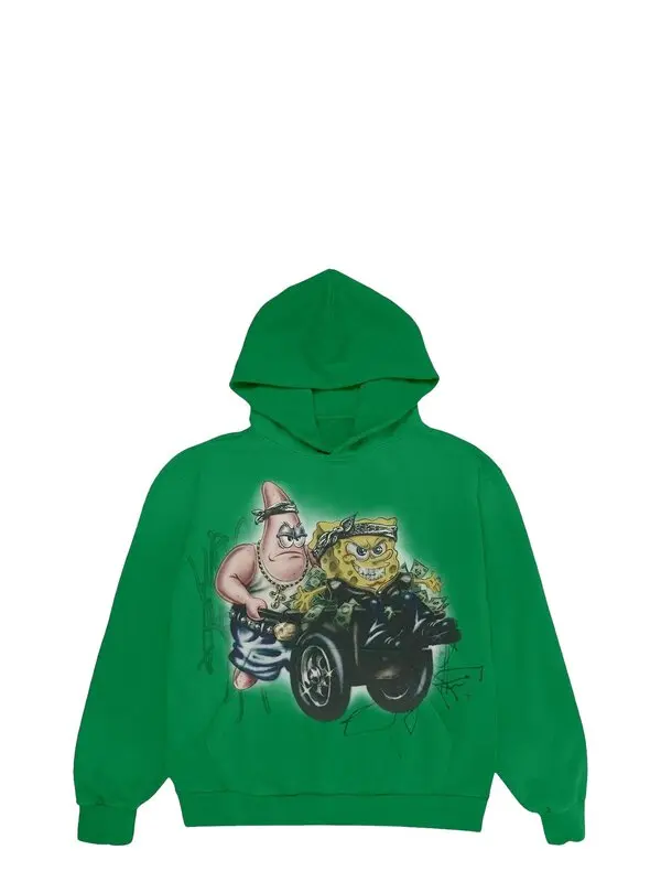 TRAVIS SCOTT Cactus Jack X Spongebob "fancy Life" Hoodie - Green