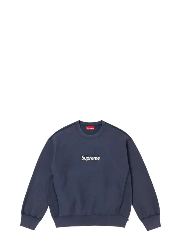 Supreme Washed Box Logo Crewneck - Navy