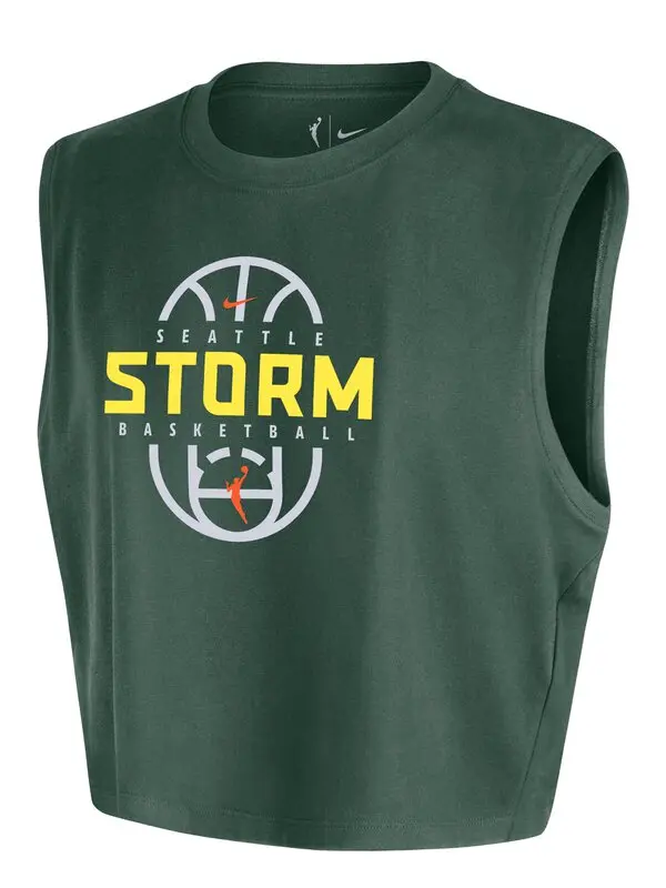 Nike Seattle Storm Wnba Authentic Sleeveless Cropped T-shirt - Fir