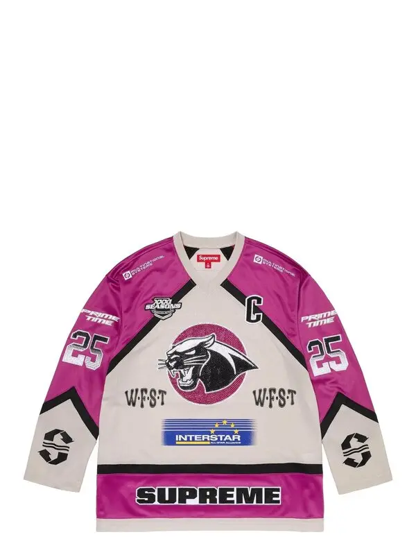 Supreme Rhinestone Hockey Jersey - Light Grey