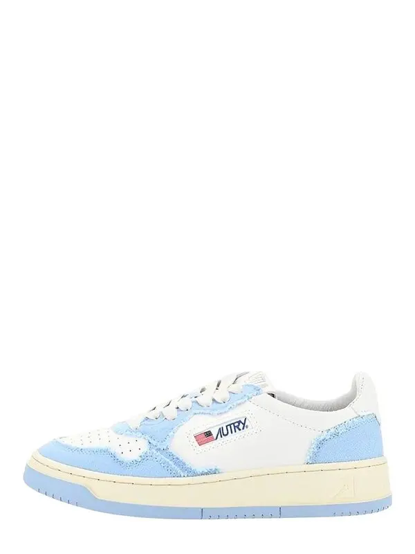 AUTRY Medalist Low Leather And Fabric Sneakers - White/blue