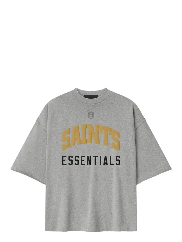 Fear Of God X Nfl Fw25 Saints 90s 3/4 Sleeve Football T-shirt - Concrete Heather