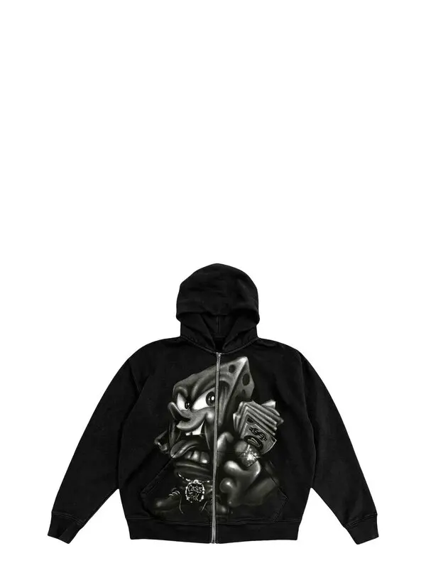 TRAVIS SCOTT Cactus Jack X Spongebob Legal Tender Zip Hoodie - Black