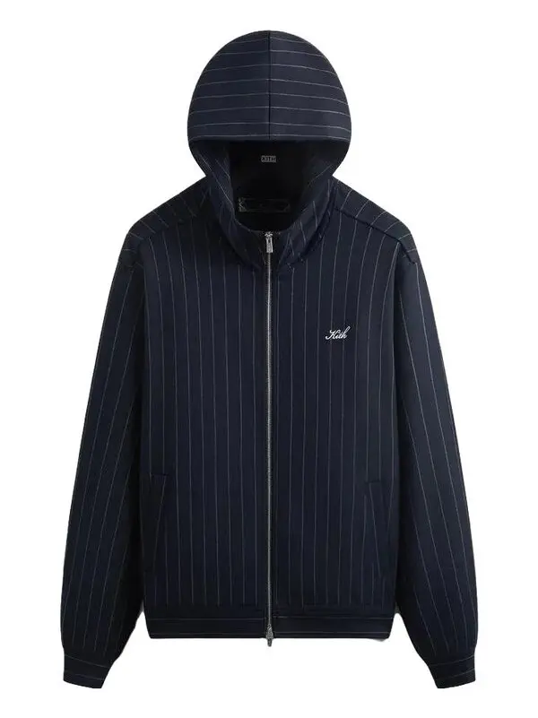 Kith Double Weave Zip Up Hoodie - Navy