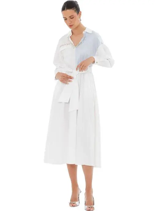 GIZIA Embellished Belted Midi Dress - White