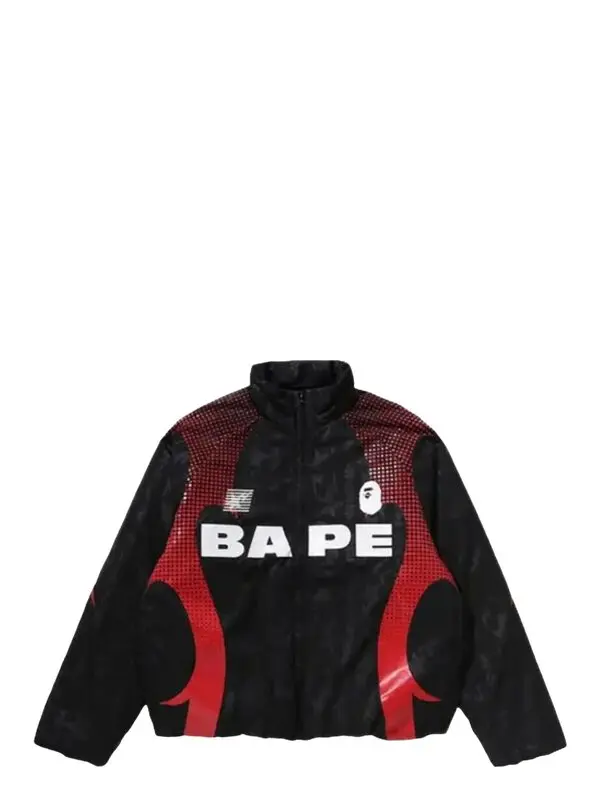 A BATHING APE Aba Frame Monogram Jacquard Multi Logo Padded Jacket - Black