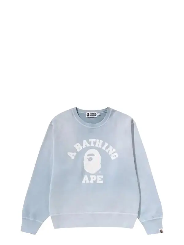 A BATHING APE Vintage Washed College Crewneck Sweatshirt - Grey