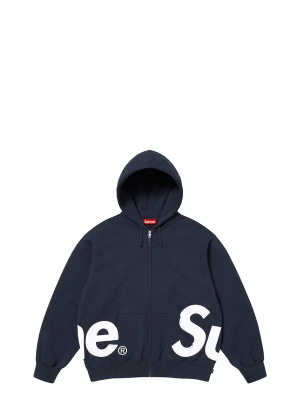 Supreme Big Logo Zip Up Hooded Sweatshirt - Navy