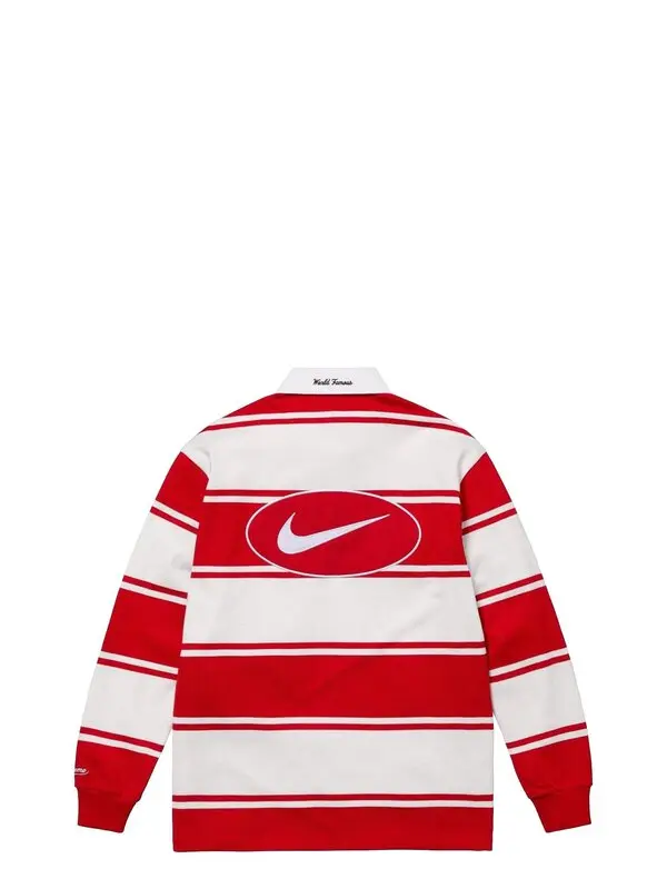 Supreme X Nike Stripe Rugby Long Sleeve Shirt - Red