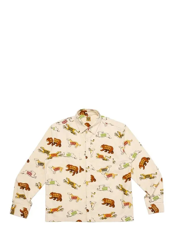 HUMAN MADE X Kaws Animal Patterned Shirt 'white - White/beige