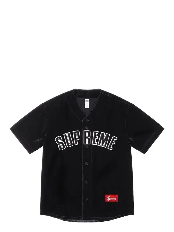 Supreme Velvet Baseball Jersey - Black