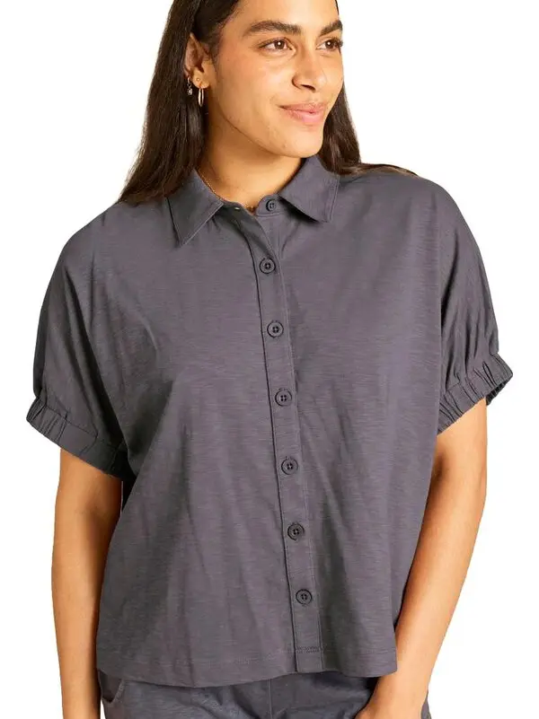 KNOWN SUPPLY Alora Organic Cotton Button-up Top - Lead