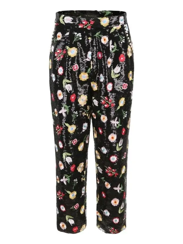SKYLENCE Derling Embroidered Trousers - Black