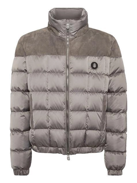 BILLIONAIRE Puffer Down Jacket With Leather Inserts - Grey