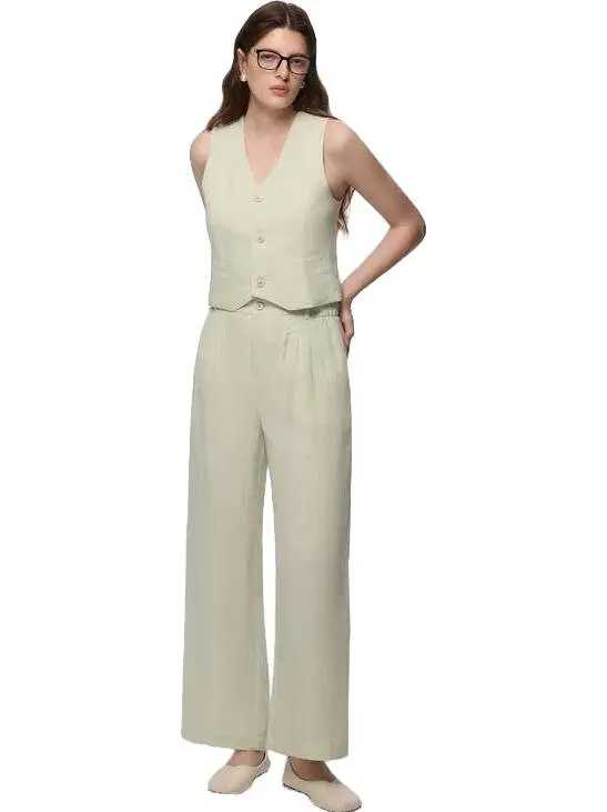 JUANA Hemp High Rise Wide Leg Trousers - Light Mint