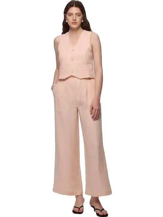 JUANA Hemp High Rise Wide Leg Trousers - Light Peach