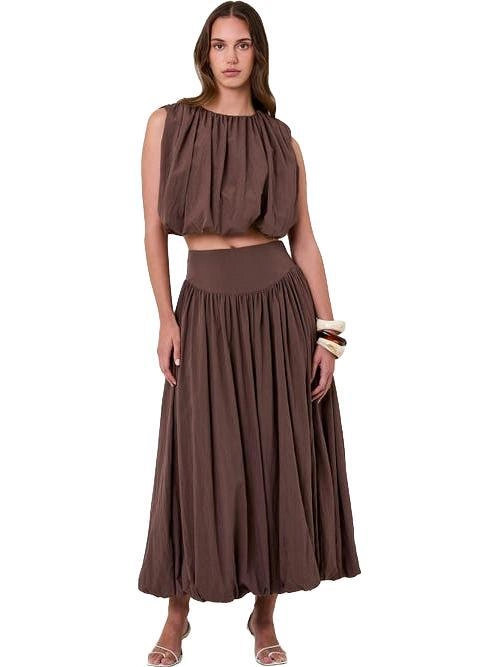 NICHOLAS Nadira Cropped Sleeveless Bubble Top - Chocolate
