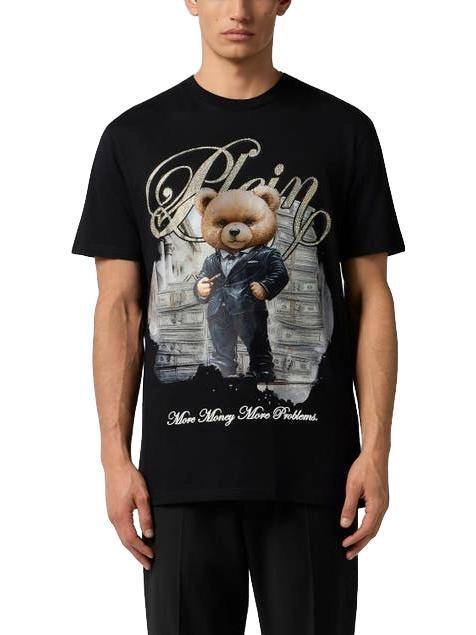 Philipp Plein Round Neck T-shirt Teddy Money - Black