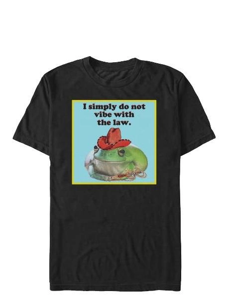 LOST GODS Hat Frog No Law Vibe Short Sleeve Graphic T-shirt - Black