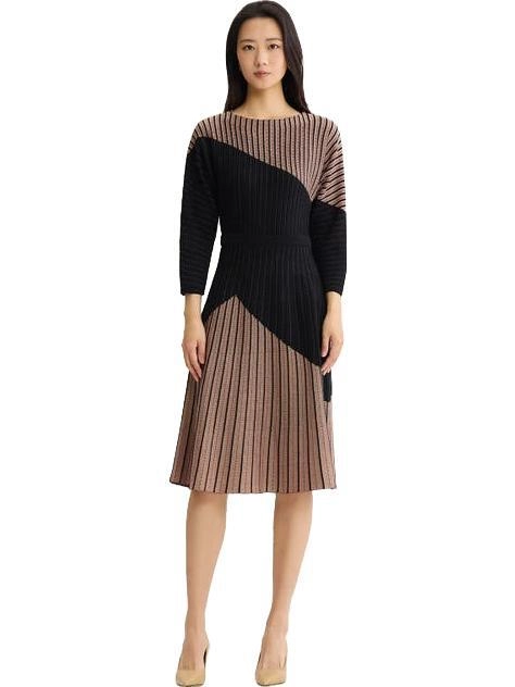 Misook Fit & Flare Dolman Sleeve Midi Dress - Charmeuse/black