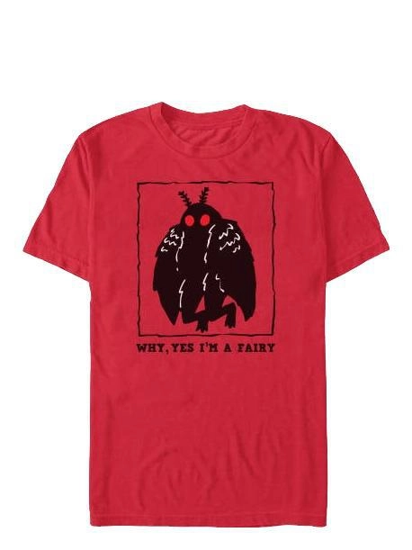 LOST GODS Mothman Fairy Art Short Sleeve Graphic T-shirt - Red