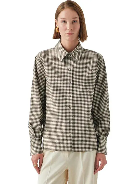 EXQUISE Jamie Plaid Shirt - Brown