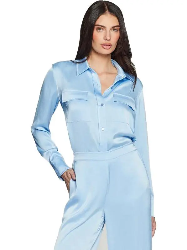 Generation Love Lanier Hammered Satin Shirt - Light Blue