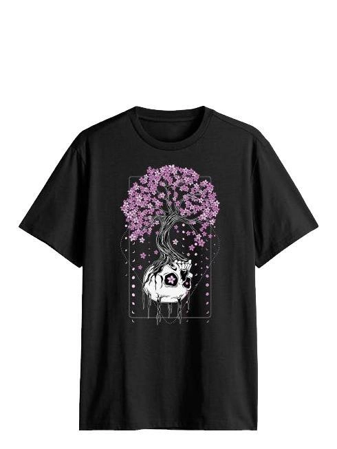 LOST GODS Skull Tree Growth Short Sleeve Graphic T-shirt - Black
