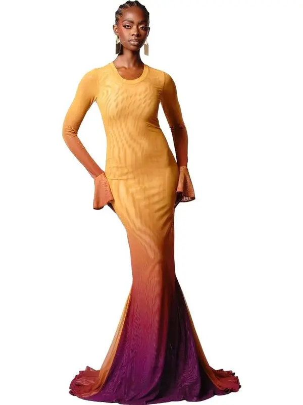 OFUURE Sol Mermaid Maxi Mesh Dress - Yellow