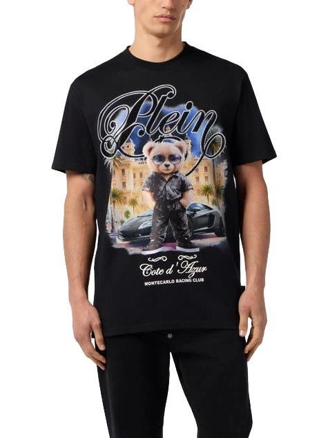 Philipp Plein Round Neck T-shirt Teddy Racing - Black