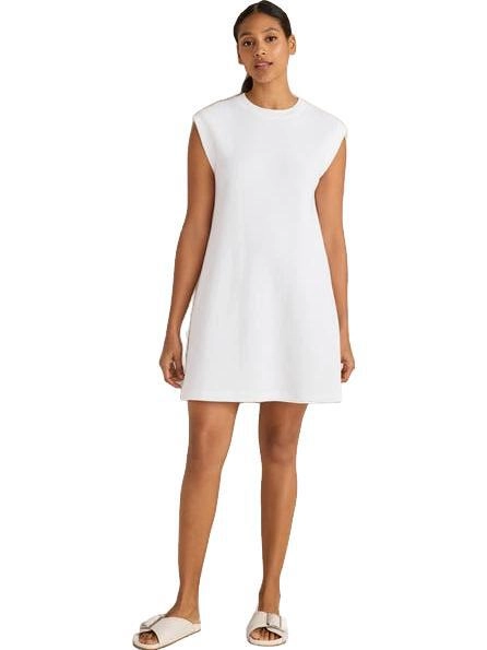 HAVEN WELL WITHIN Organic Cotton Waffle Knit Mini Dress - White