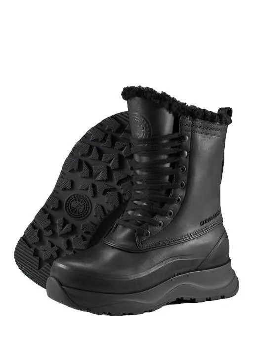 Canada Goose Vista Lace-up Leather Boots With Shearling Lining - Black