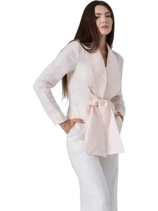 LE FAFO Linen Waist Tie Shirt - Light Pink